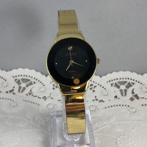 Studio | Accessories | Studio Gold Tone Cuff Bracelet Black Dial Watch ...